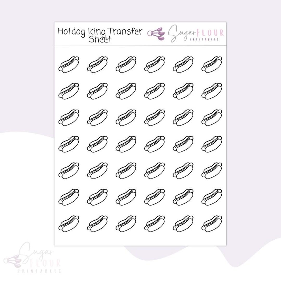 Hotdog Royal Icing Transfer Sheets | Royal Icing Template | Royal Icing ...