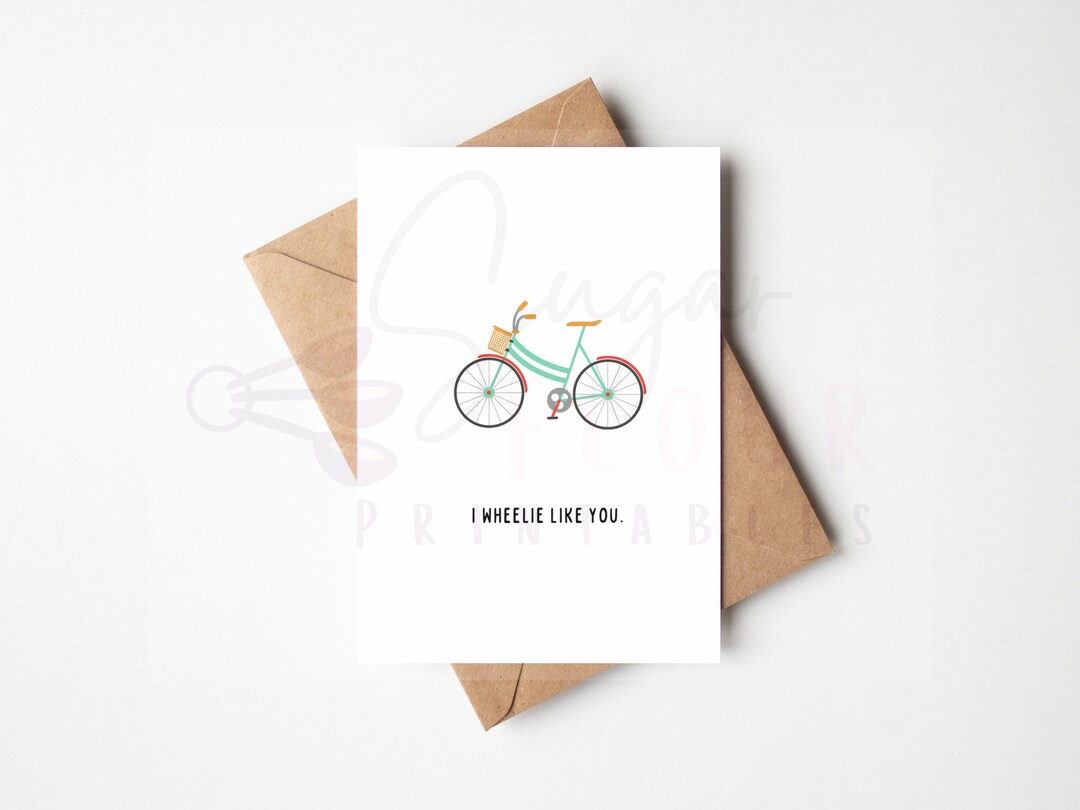 I Wheelie Like You Minimalist Pun Greeting Card 5x7 Printable Card ...