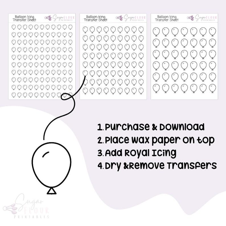 Balloon Royal Icing Transfer Sheets | Royal Icing Template | Royal ...