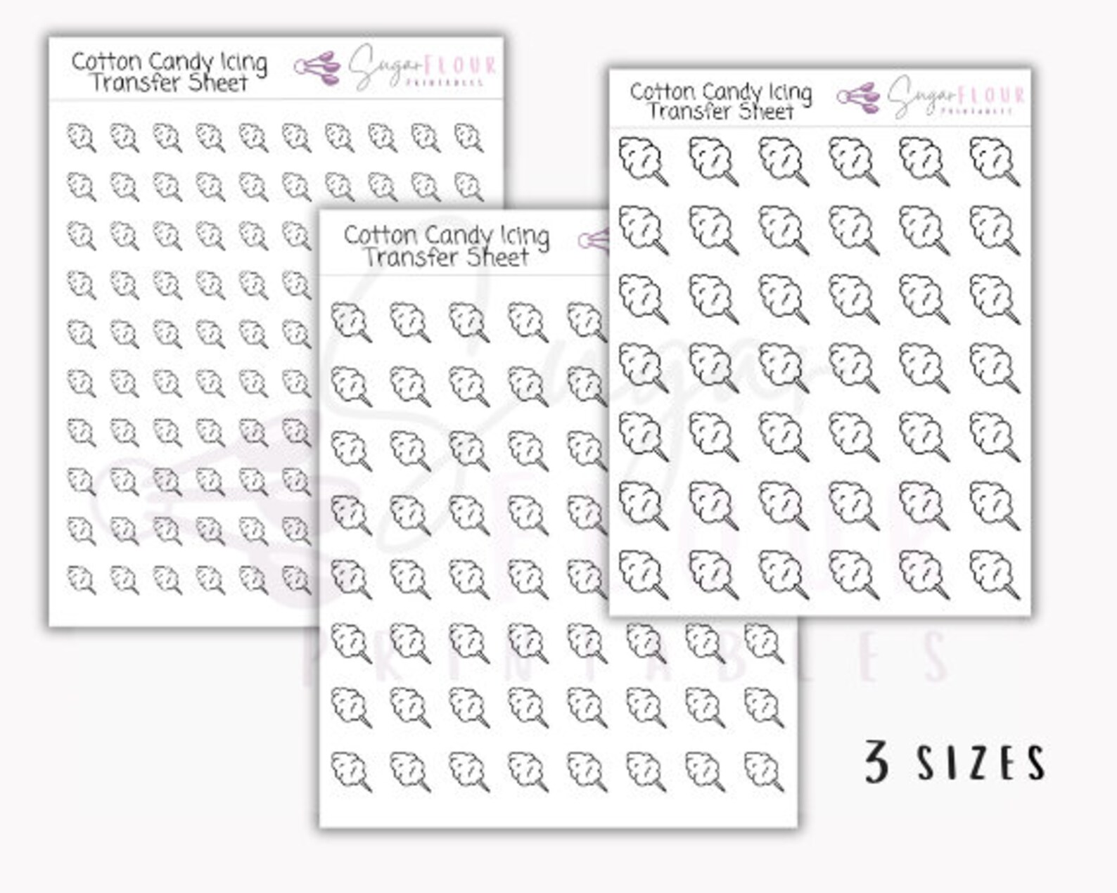 Cotton Candy Royal Icing Transfer Sheets Royal Icing Template Royal ...