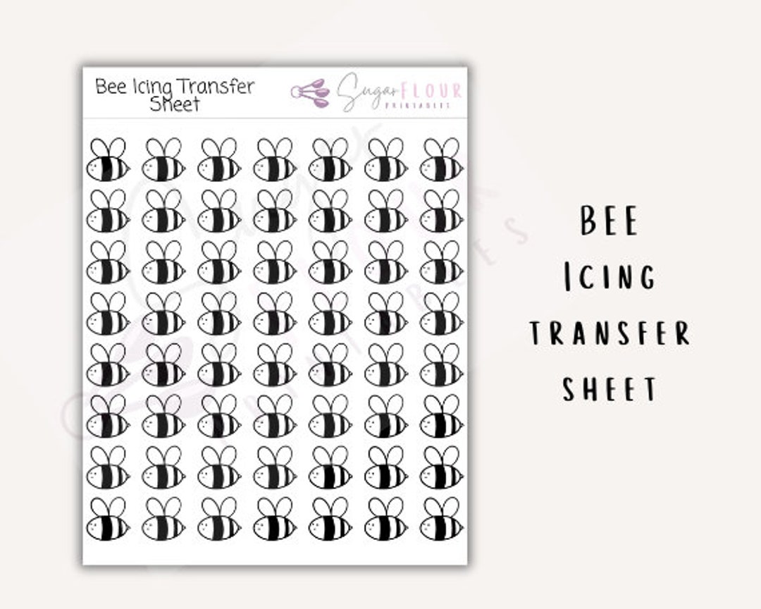 Bee Royal Icing Transfer Sheets Royal Icing Template Royal Icing Design ...