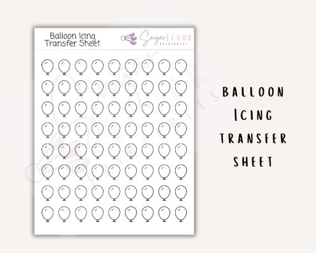 Balloon Royal Icing Transfer Sheets Royal Icing Template Royal Icing ...