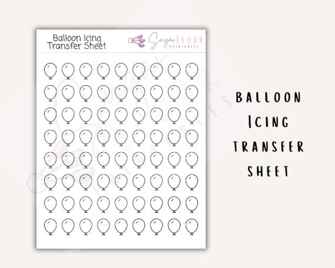 Balloon Royal Icing Transfer Sheets Royal Icing Template Royal Icing ...