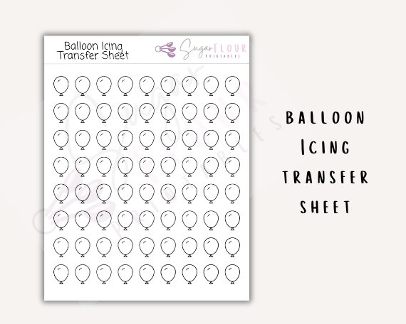 Balloon Royal Icing Transfer Sheets Royal Icing Template Royal Icing ...