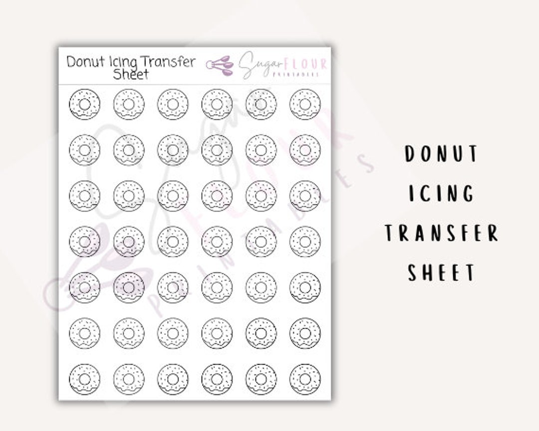 Donut Royal Icing Transfer Sheets Royal Icing Template Royal Icing ...