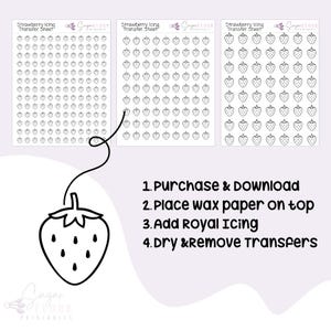 Strawberry Royal Icing Transfer Sheets | Royal Icing Template | Royal ...