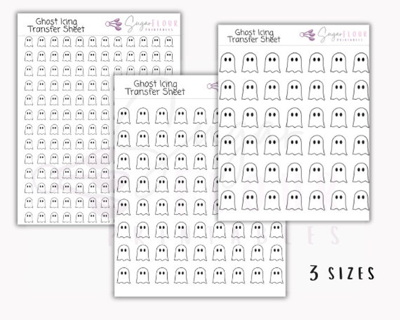 Ghost Royal Icing Transfer Sheets Royal Icing Template Royal Icing ...