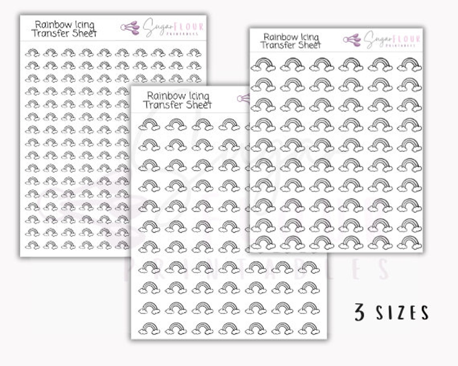 Rainbow Royal Icing Transfer Sheets Royal Icing Template - Etsy