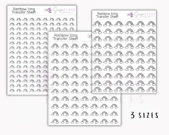 Rainbow Royal Icing Transfer Sheets Royal Icing Template - Etsy