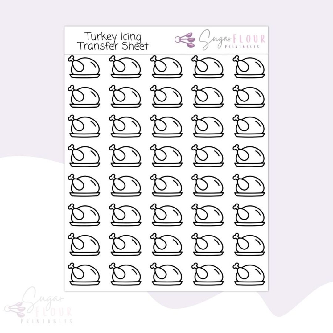 Turkey Royal Icing Transfer Sheets | Royal Icing Template | Royal Icing ...