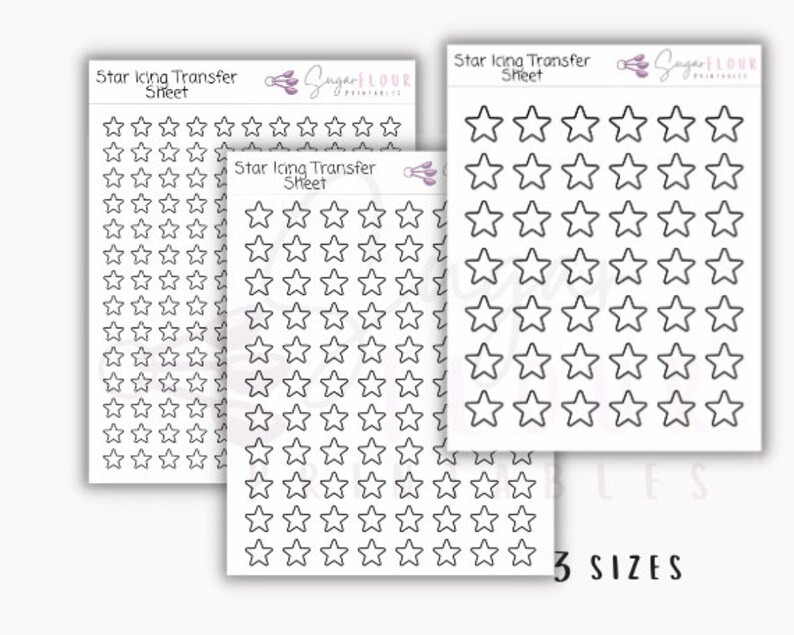 Star Royal Icing Transfer Sheets Royal Icing Template Royal Icing ...