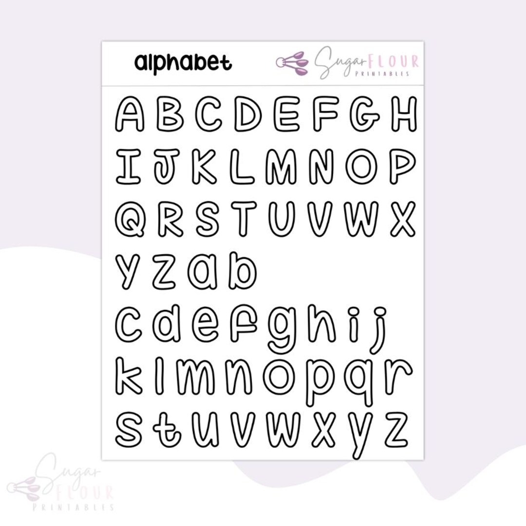 Alphabet Royal Icing Transfer Sheets | Royal Icing Template | Royal ...