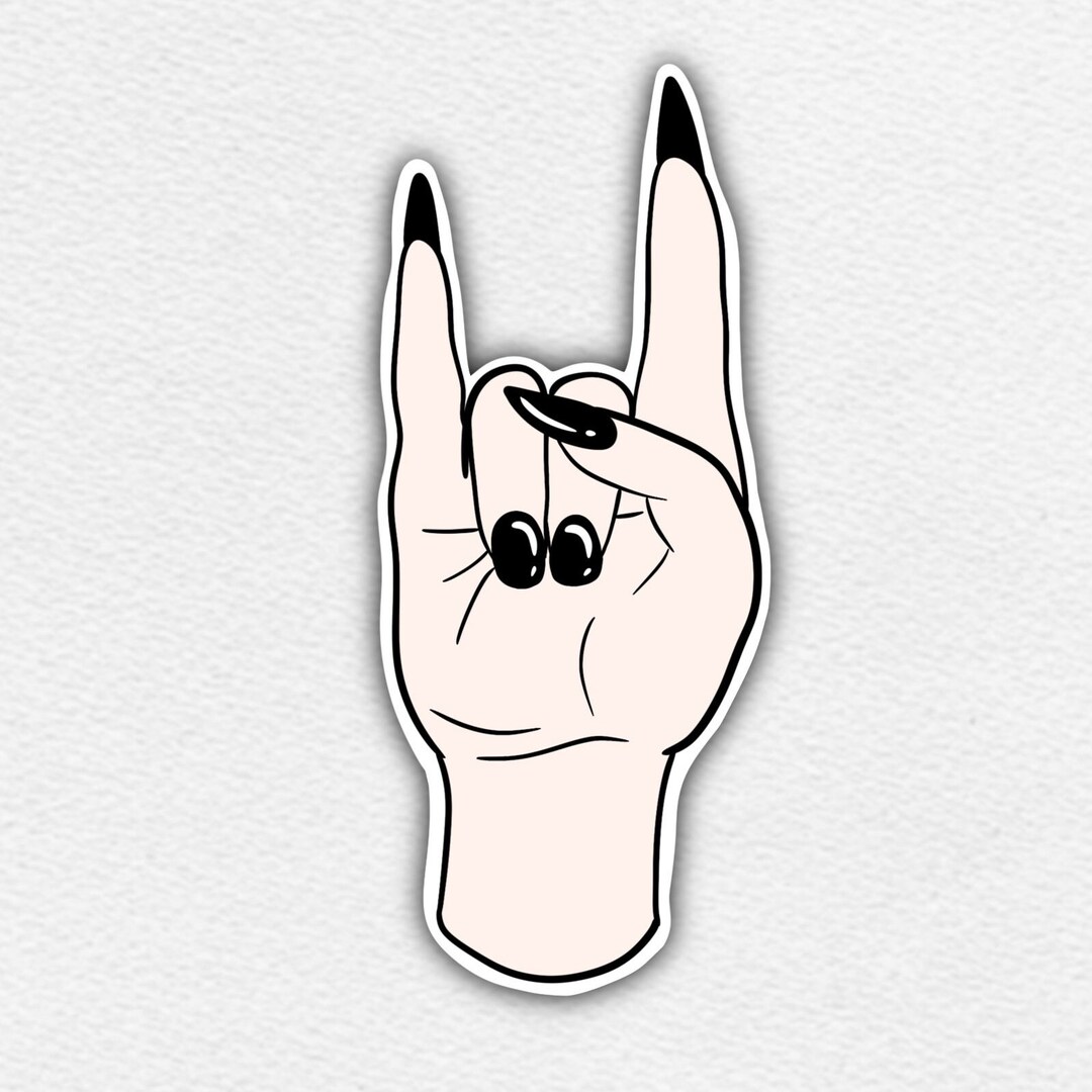 Sticker rock On Sign of the Horns Punk Rock Metal Grunge Hand Hand ...