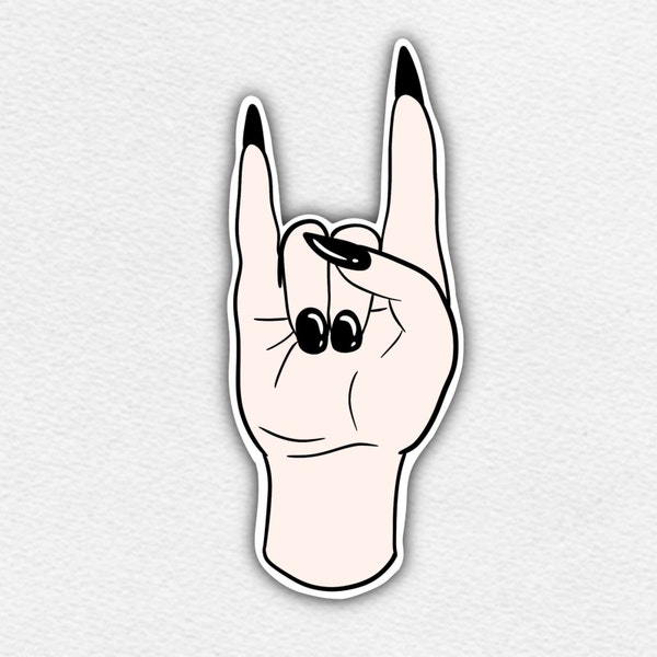Rock on Hand Sign Sticker - Etsy