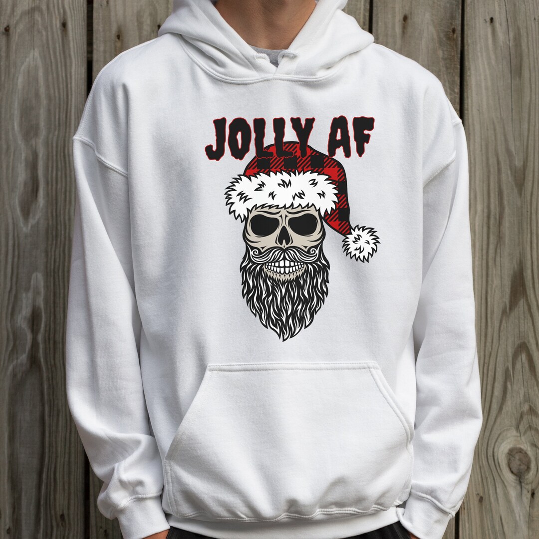 Jolly AF Skeleton Skull Christmas Hoodie: Gothic Holiday Humor - Etsy