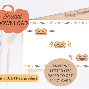 Printable Halloween Card Set |cute Halloween Card |digital Download ...