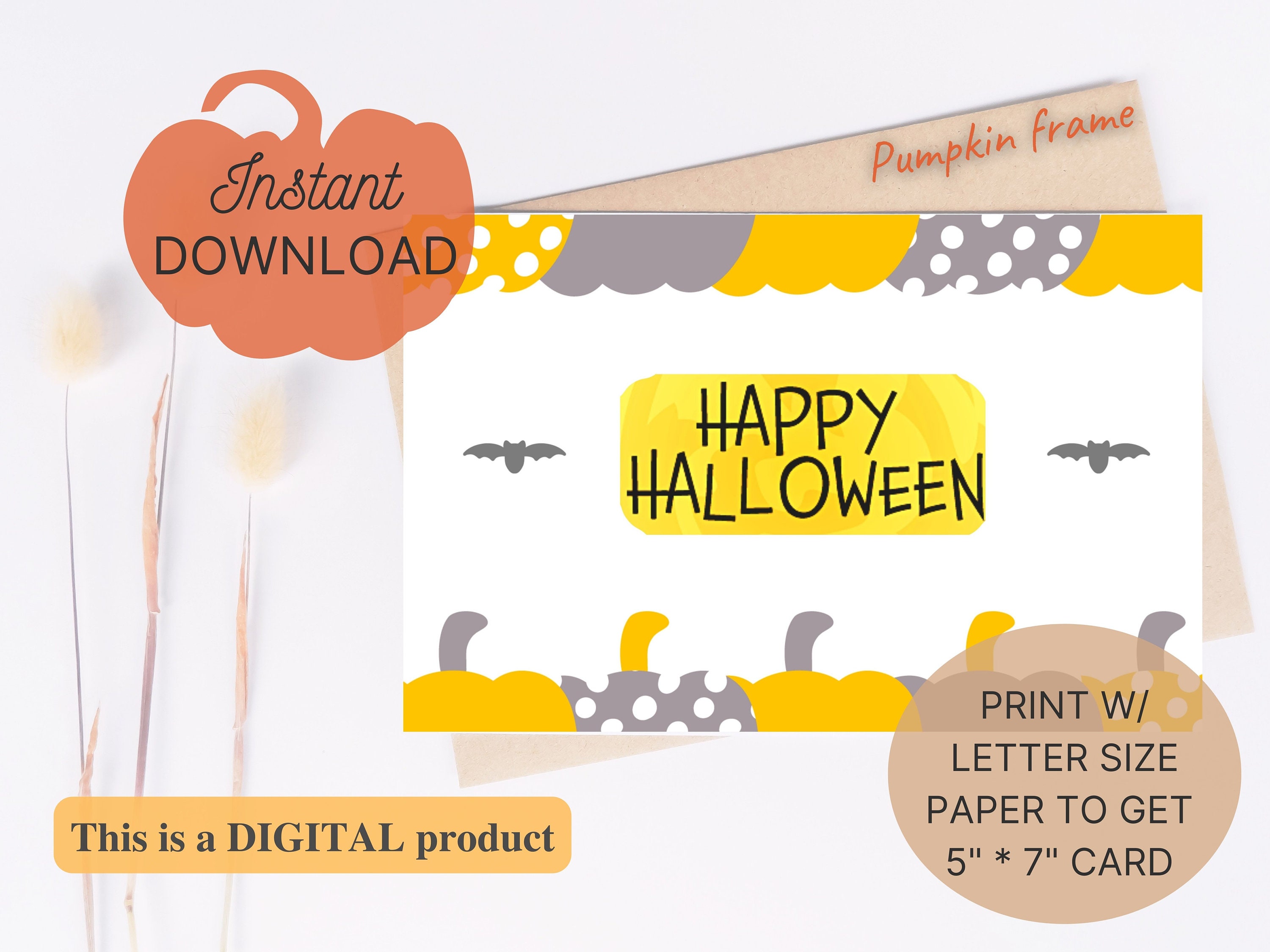 Printable Halloween Card Set |cute Halloween Card |digital Download ...