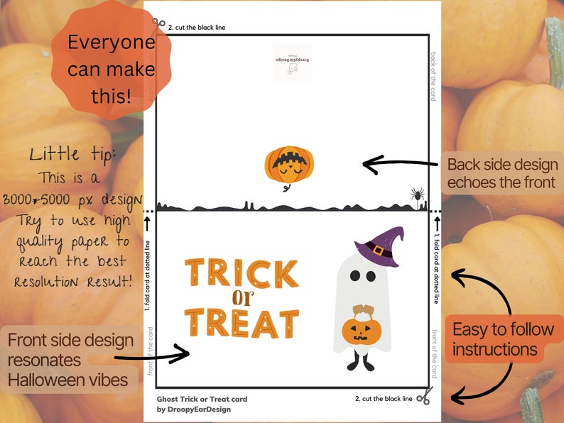 Printable Halloween Card Set |cute Halloween Card |digital Download ...