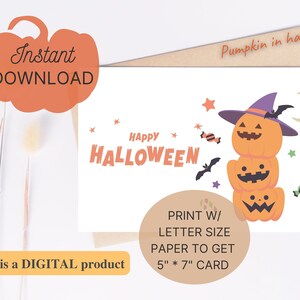 Printable Halloween Card Set |cute Halloween Card |digital Download ...
