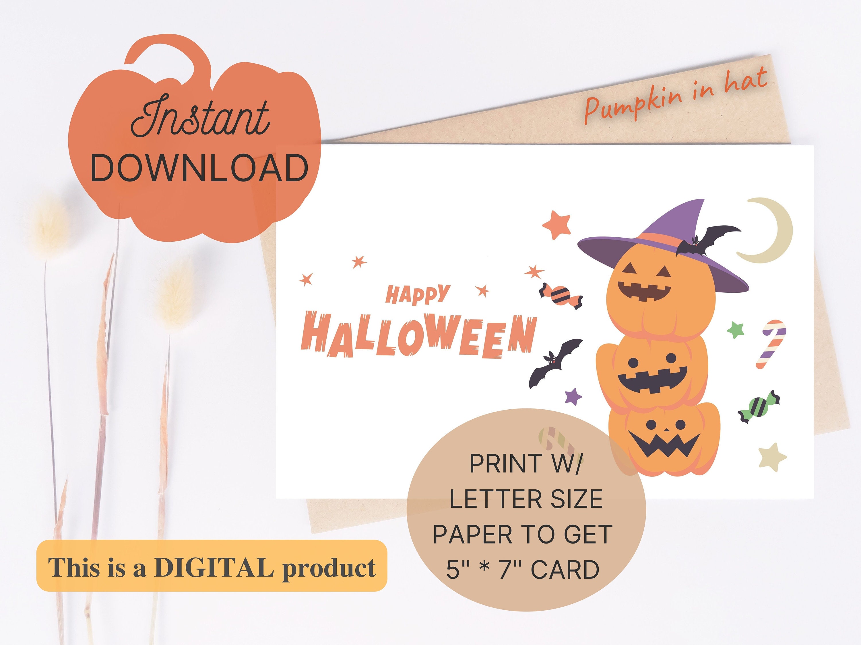 Printable Halloween Card Set |cute Halloween Card |digital Download ...