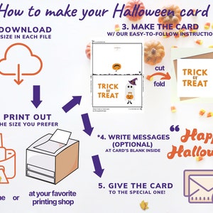 Printable Halloween Card Set |cute Halloween Card |digital Download ...