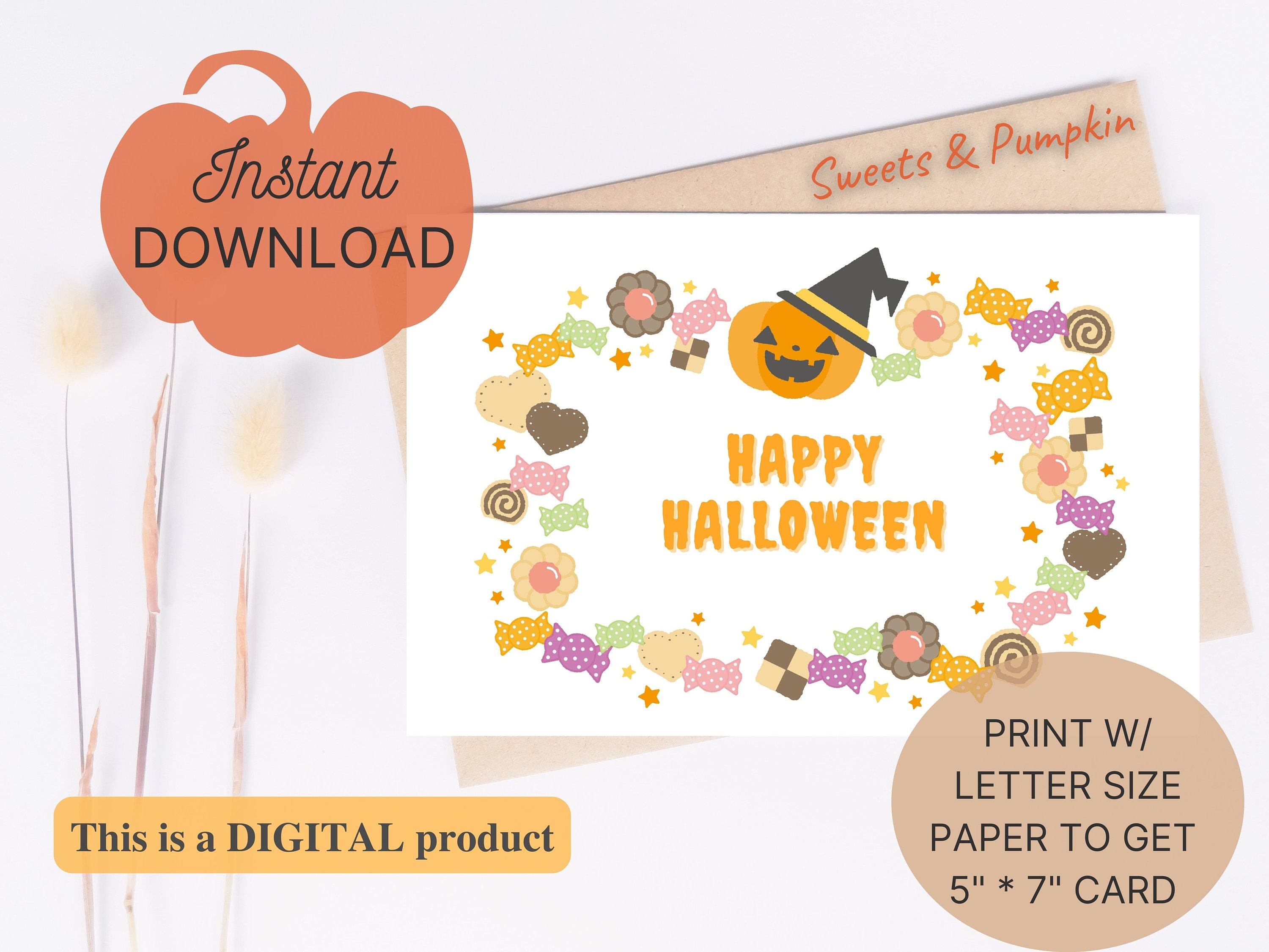 Printable Halloween Card Set |cute Halloween Card |digital Download ...