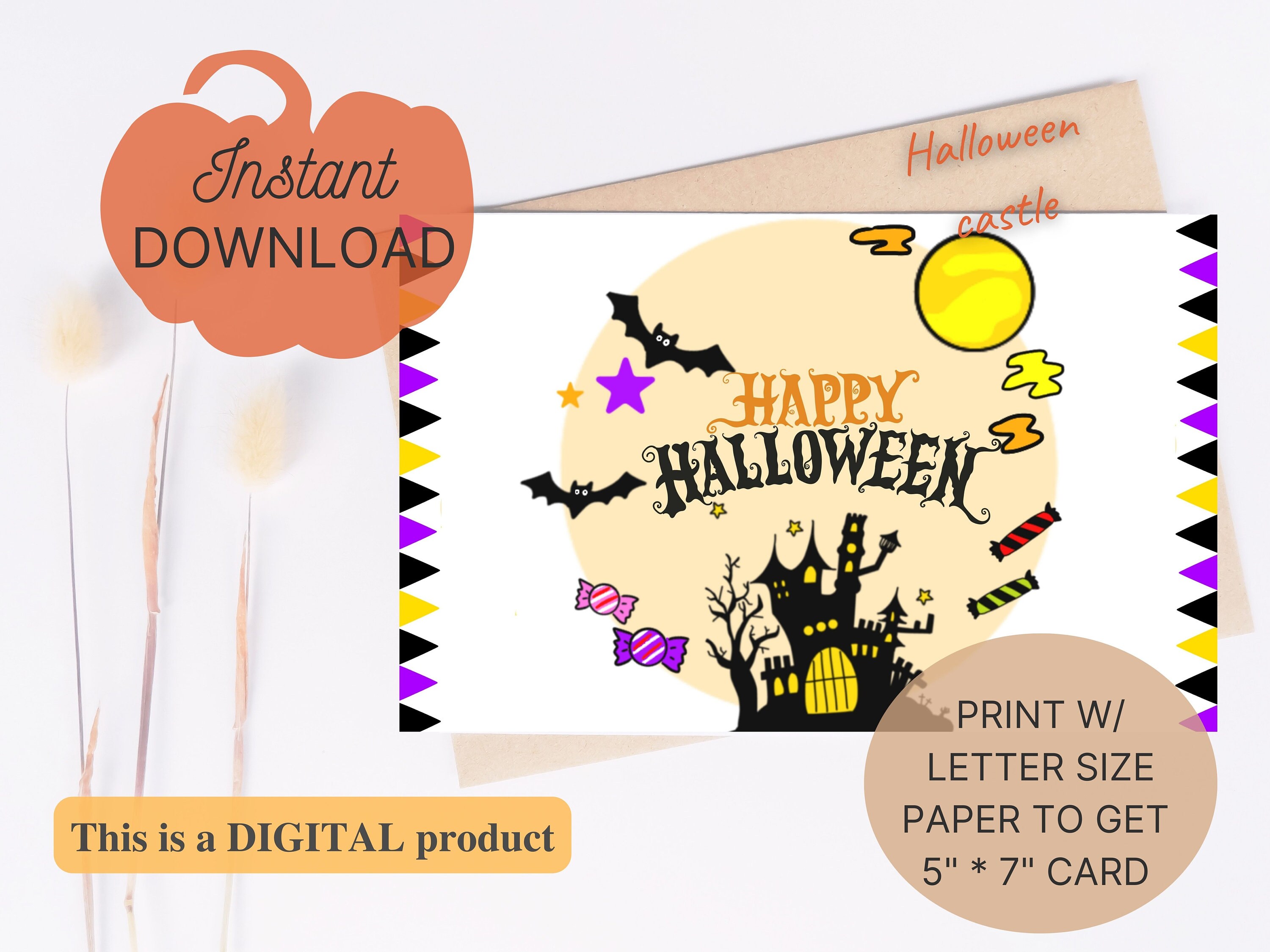 Printable Halloween Card Set |cute Halloween Card |digital Download ...