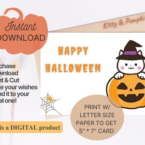 Printable Halloween Card Set |cute Halloween Card |digital Download ...