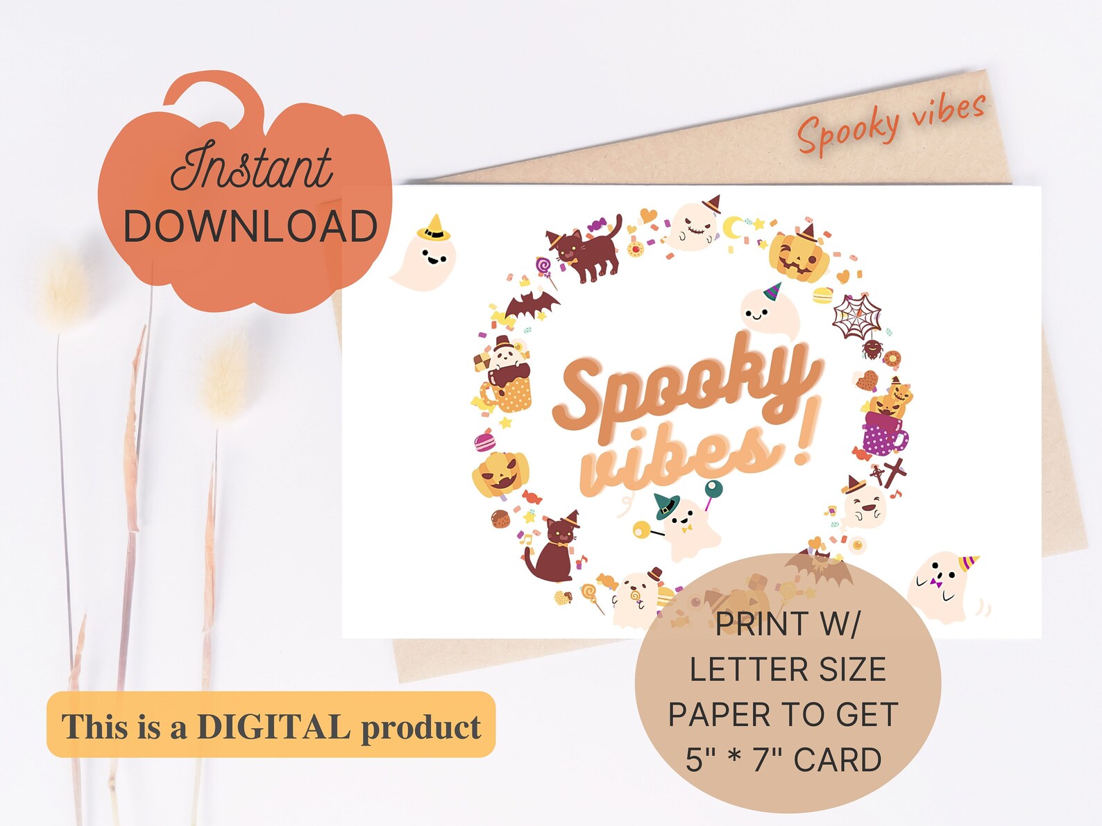 Printable Halloween Card Set |cute Halloween Card |digital Download ...