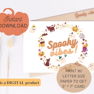 Printable Halloween Card Set |cute Halloween Card |digital Download ...