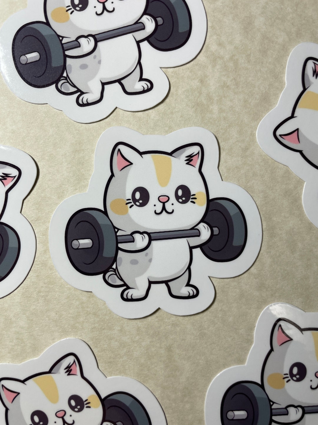 Fitness Cat Lift Weights Gym Vinyl Sticker - Etsy