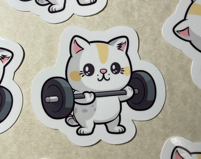 Fitness Cat Lift Weights Gym Vinyl Sticker - Etsy