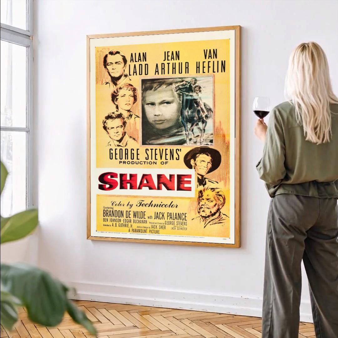 Shane Classic Western Movie Poster Vintage Film Art Print With Alan ...