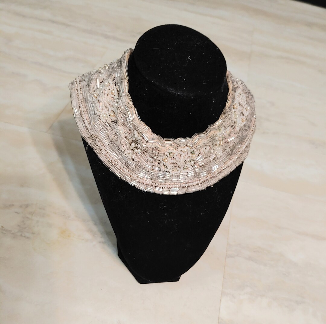 Vintage Victorian Lace Beaded Collar - Etsy