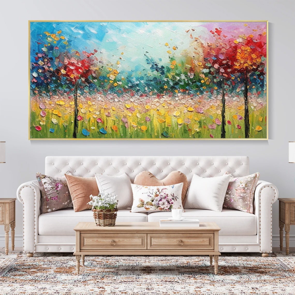 Large Colorful Forest Painting Forest Landscape Oil Painting - Etsy