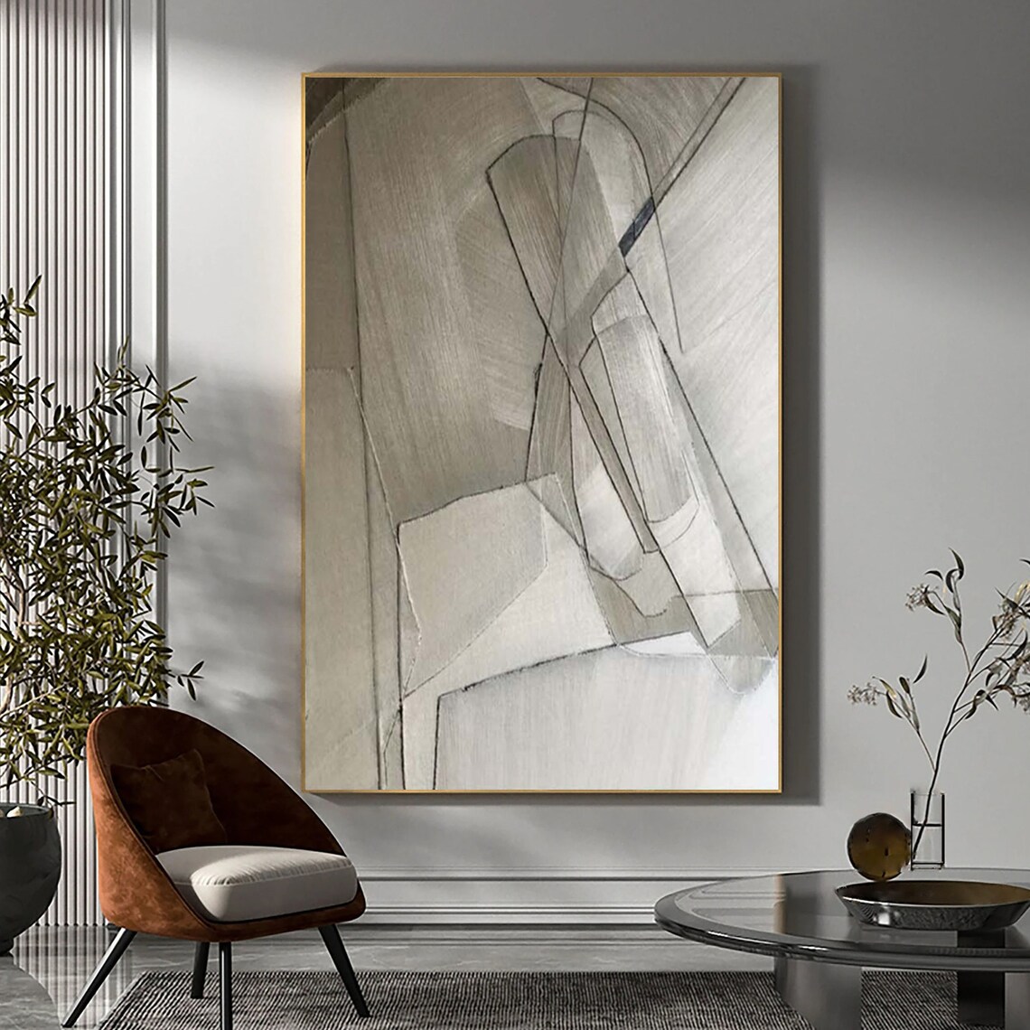 Large Original Grey Beige Texture Painting on Canvas Beige Gray ...
