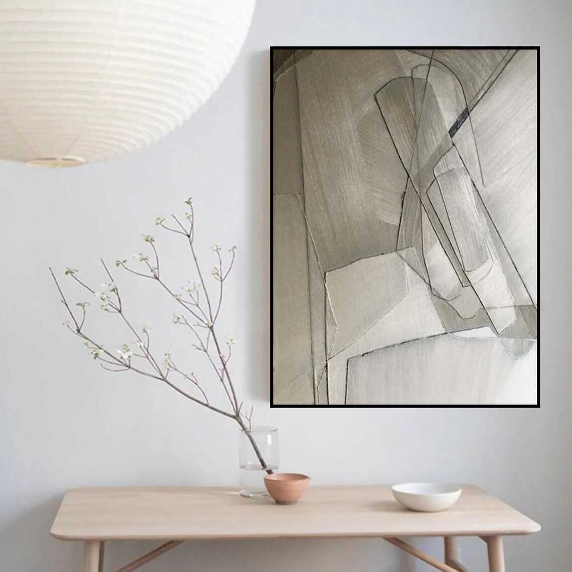 Large Original Grey Beige Texture Painting on Canvas Beige Gray Minimalist Art Beige Gray ...