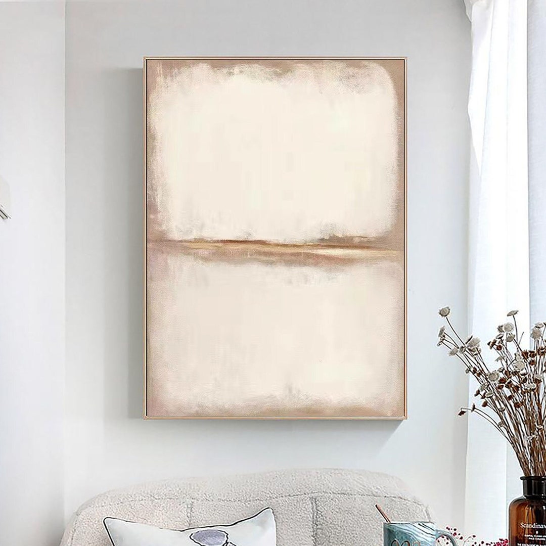 Large Beige Abstract Painting Beige Wabi Sabi Wall Art Beige Minimalist ...