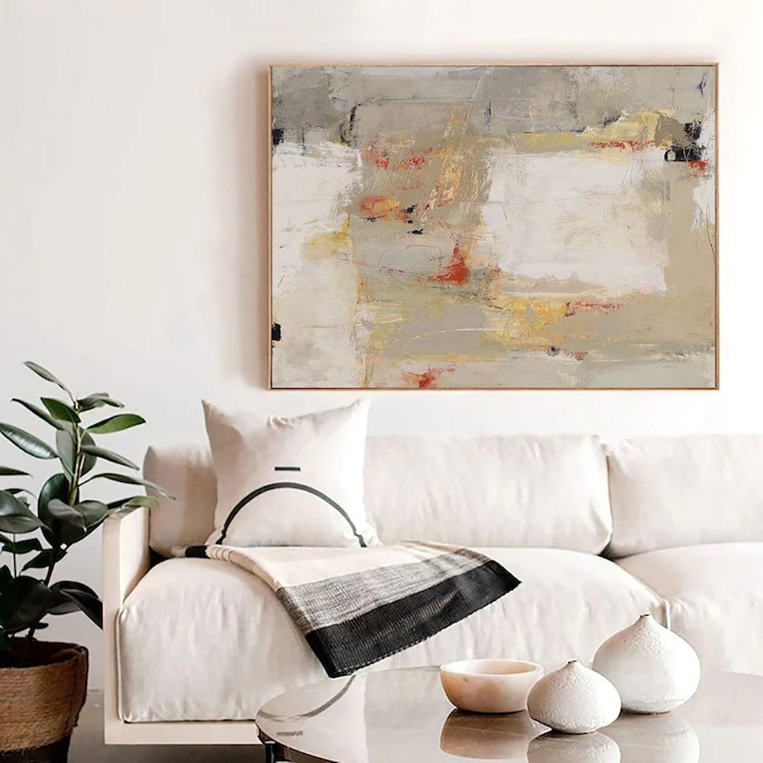 Large Beige Abstract Painting Beige 3D Texture Painting Beige Painting ...