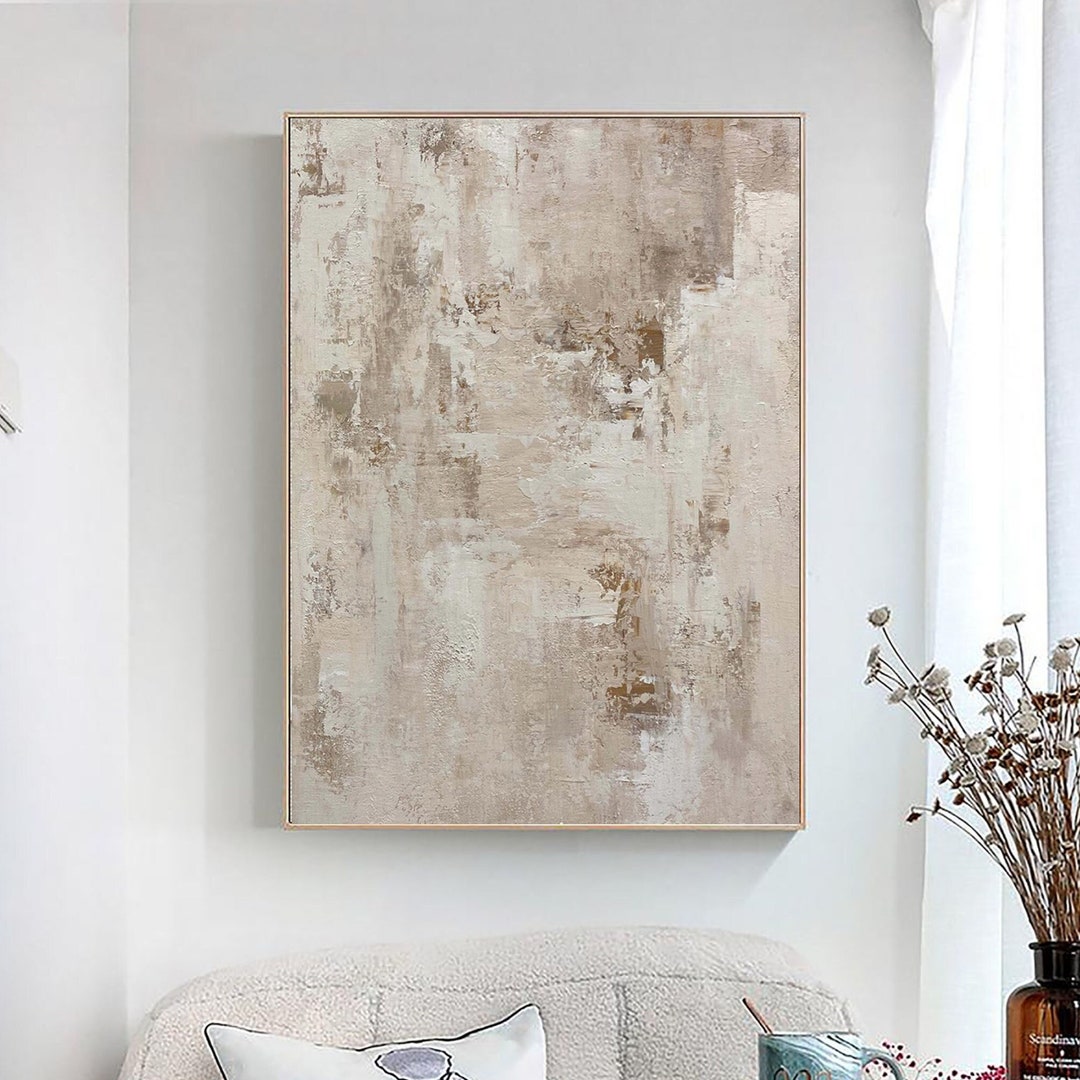 Large Original Beige Abstract Painting Beige Abstract Canvas Art Beige ...
