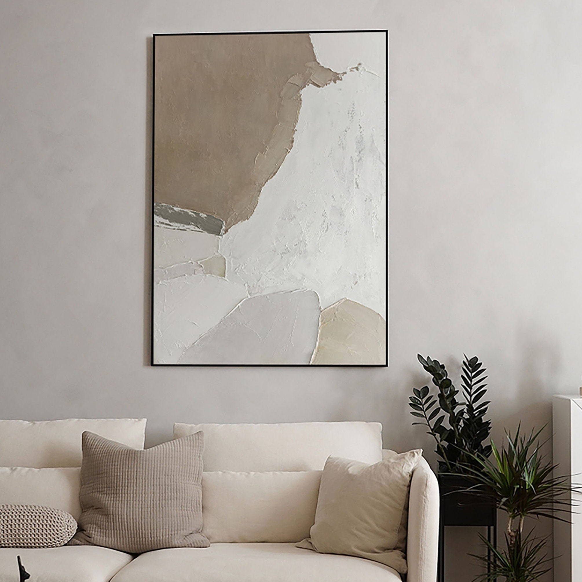 Large Original Beige Gray Texture Abstract Painting Beige Gray ...
