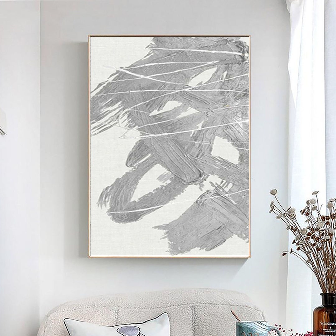 Grey and White Abstract Painting Original Grey Textured Art Gray ...