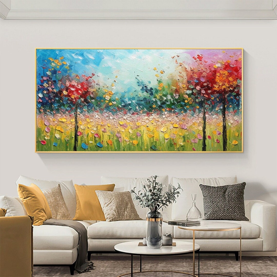 Large Colorful Forest Painting Forest Landscape Oil Painting - Etsy