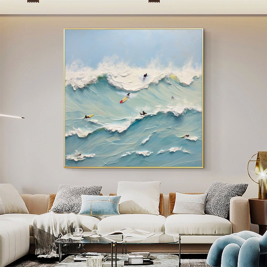 Abstract Surfing Oil Painting: Summer Seascape Canvas Wall Art - Etsy