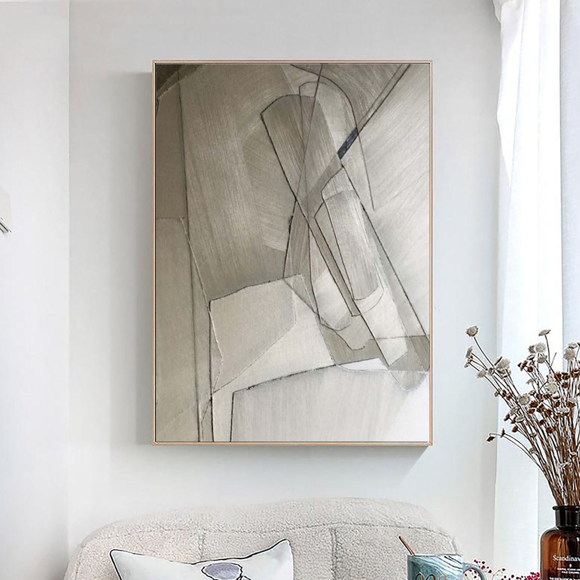 Large Original Grey Beige Texture Painting on Canvas Beige Gray Minimalist Art Beige Gray ...