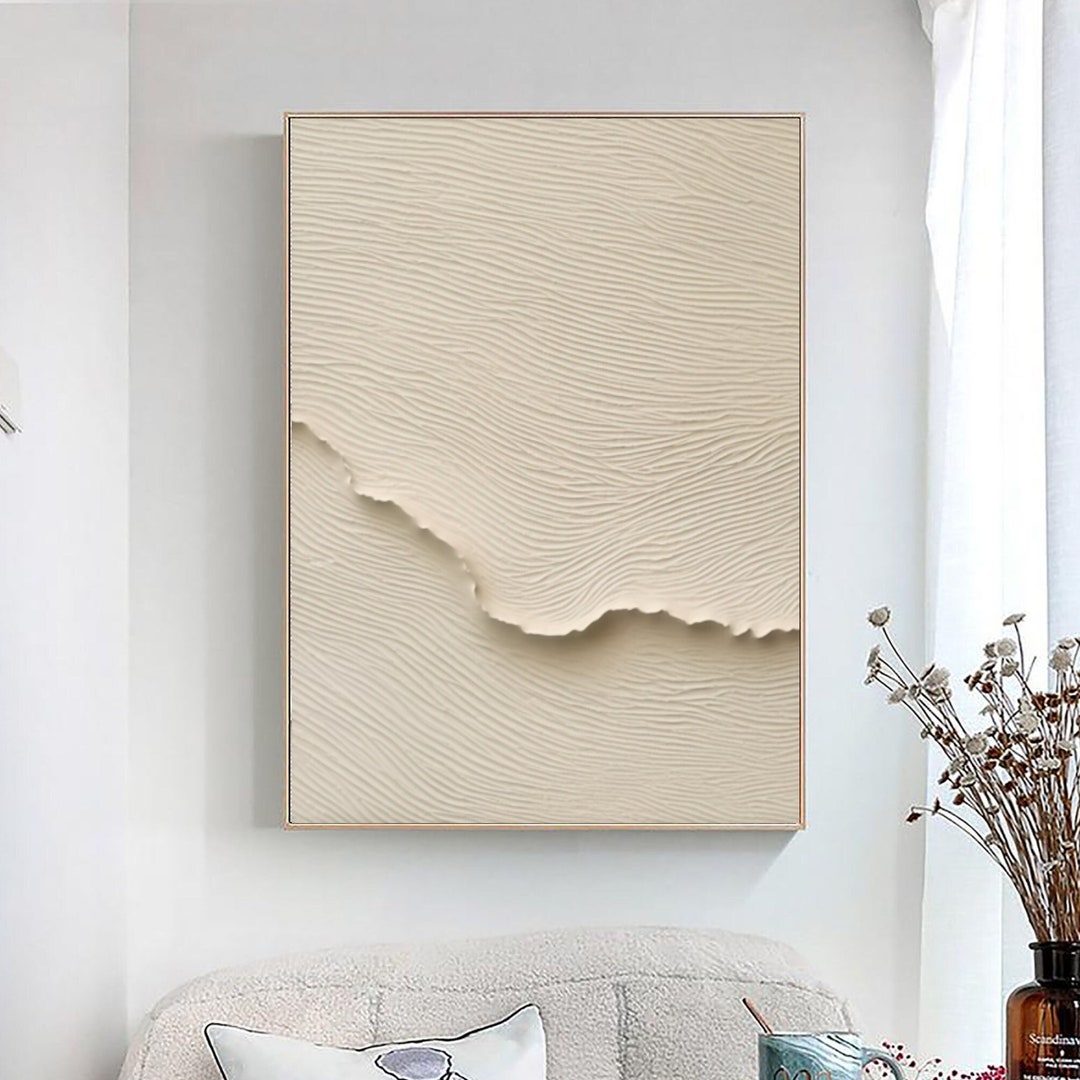 Large Beige 3D Texture Painting Beige Painting on Canvas Beige Abstract ...