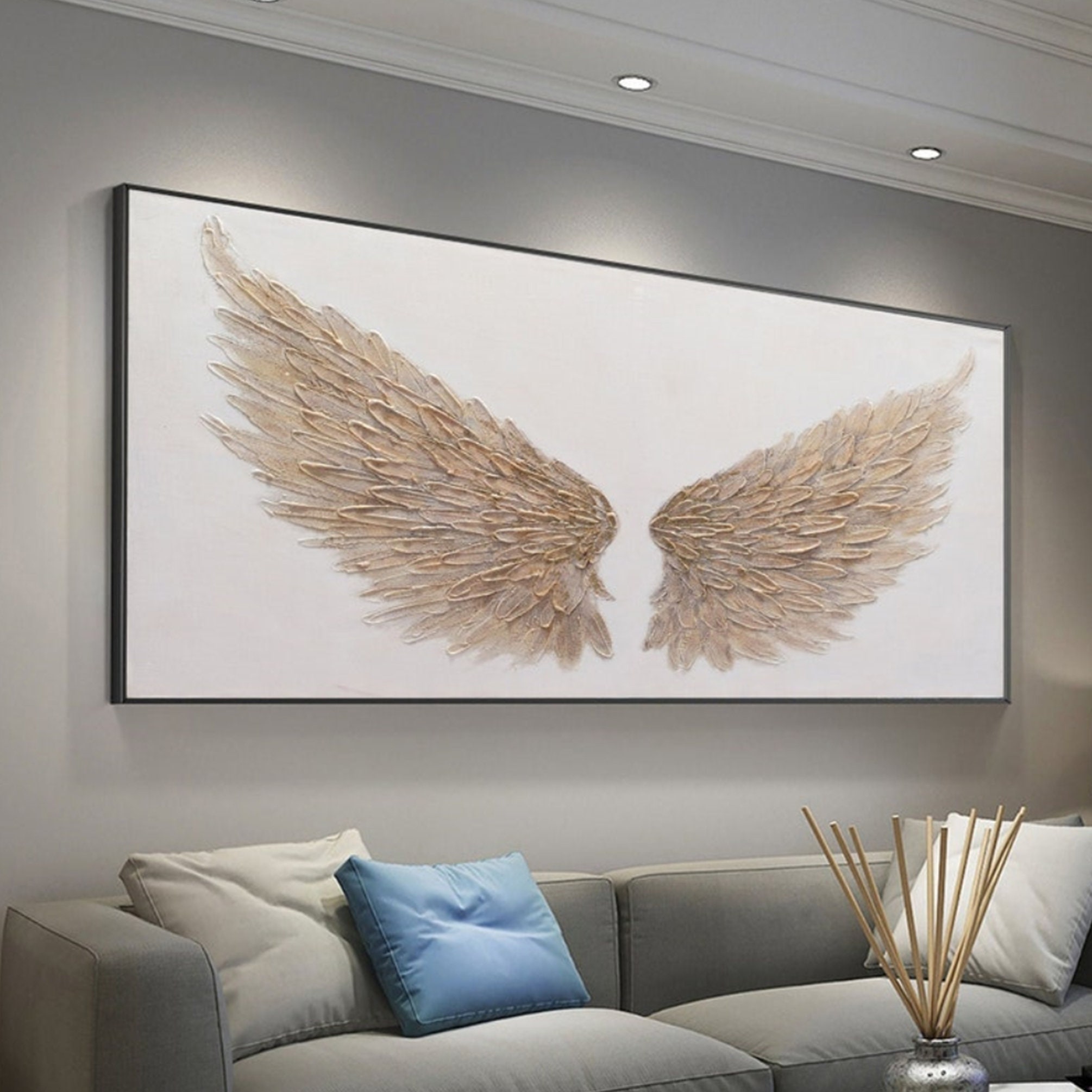 Large Abstract Angel Wings Oil Painting: Textured Wall Art - Etsy