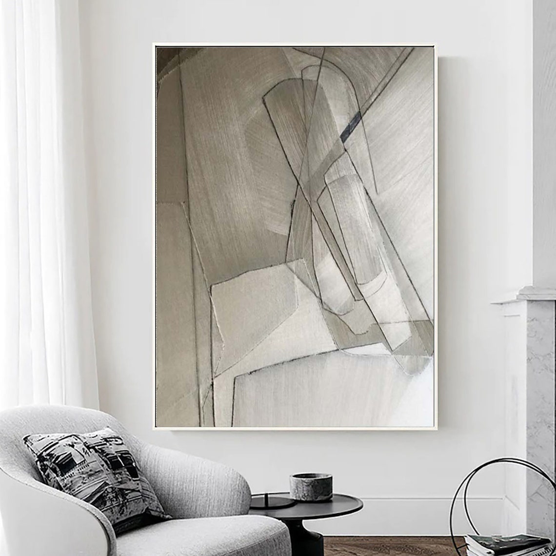 Large Original Grey Beige Texture Painting on Canvas Beige Gray Minimalist Art Beige Gray ...