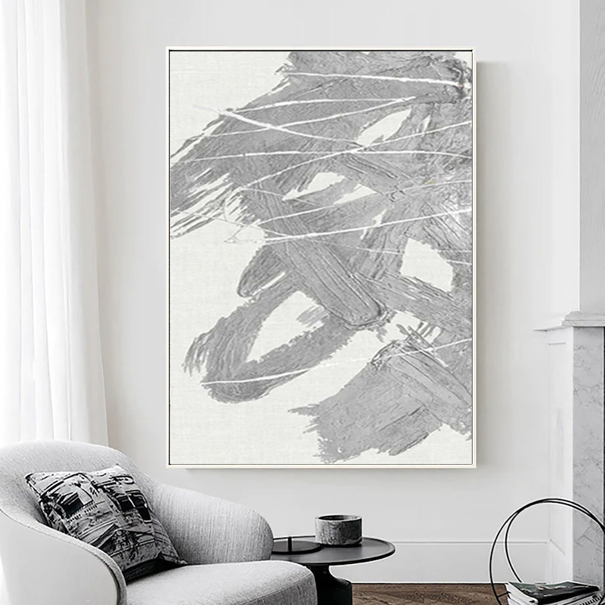 Grey and White Abstract Painting Original Grey Textured Art Gray ...