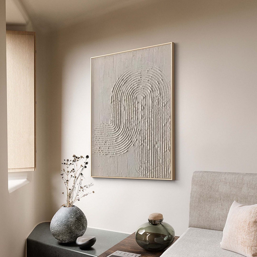 Beige 3D Textured Painting: Minimalist Arch, Boho Wall Art - Etsy